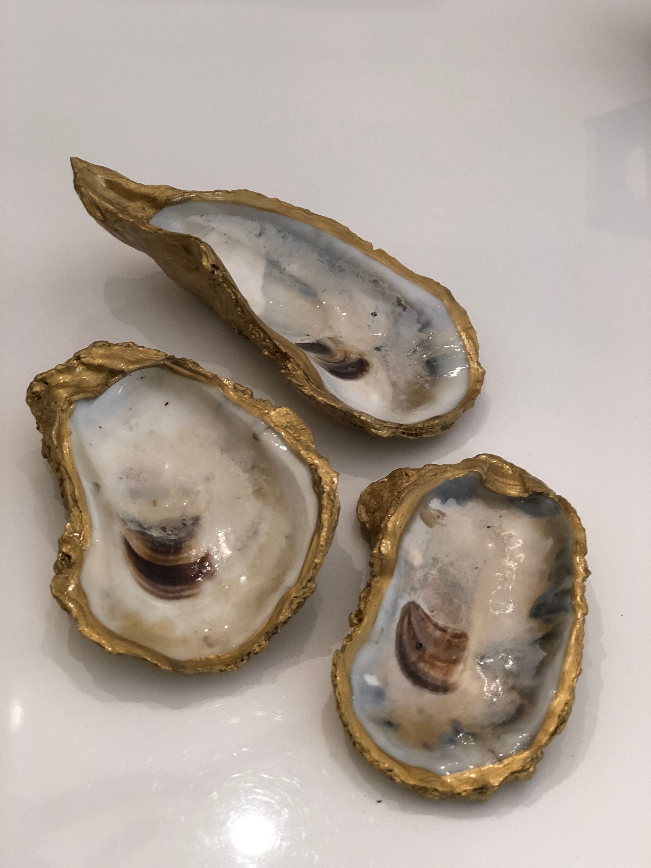 50 Gold Rimmed With Backs Painted, Laquered Oyster Shells - Etsy