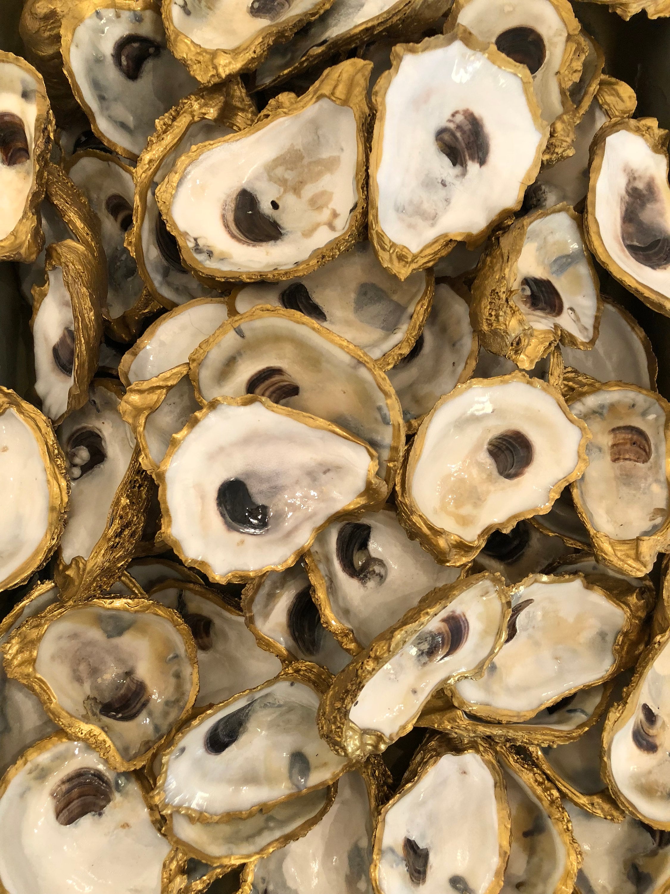 50 Gold Rimmed With Backs Painted, Laquered Oyster Shells - Etsy