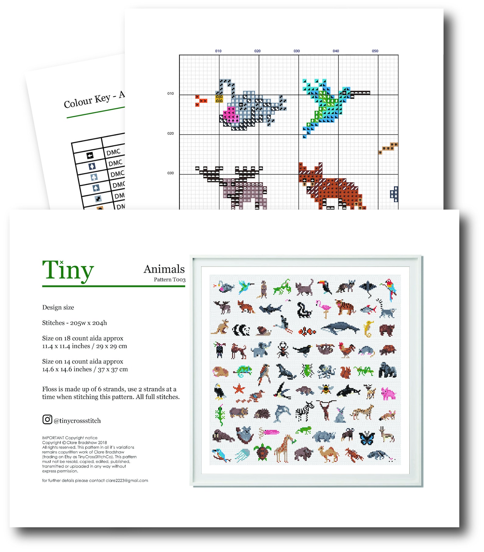 Animal Cross Stitch Pattern (digital Download - PDF) - Modern Cross ...