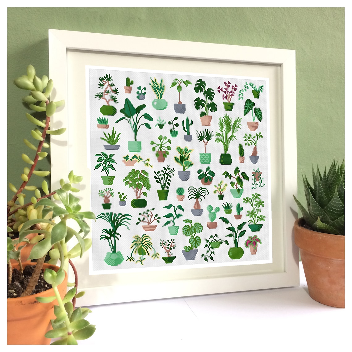 Plant Cross Stitch Pattern digital Download PDF Modern - Etsy