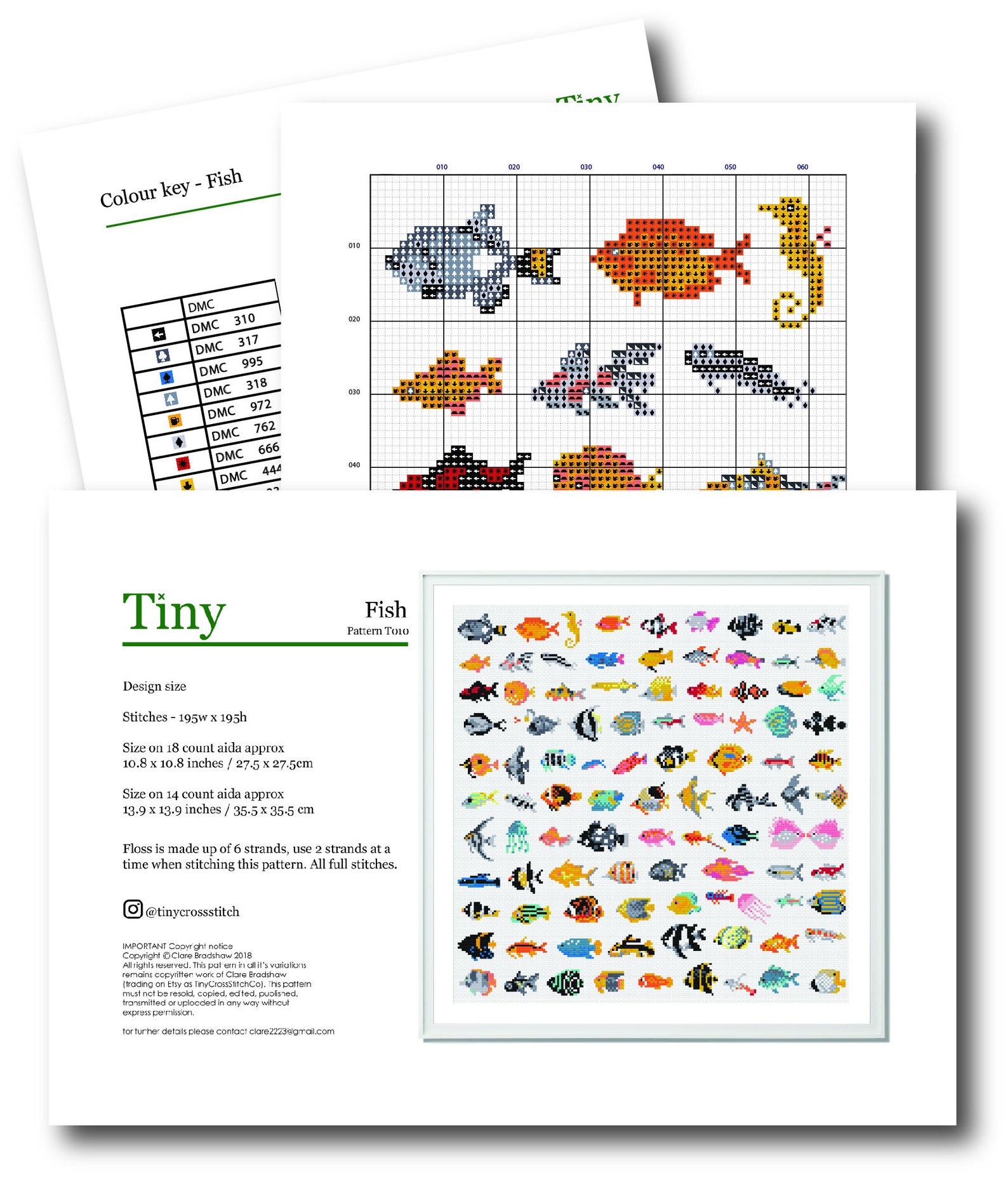 Fish Cross Stitch Pattern digital Format PDF Modern Cross - Etsy