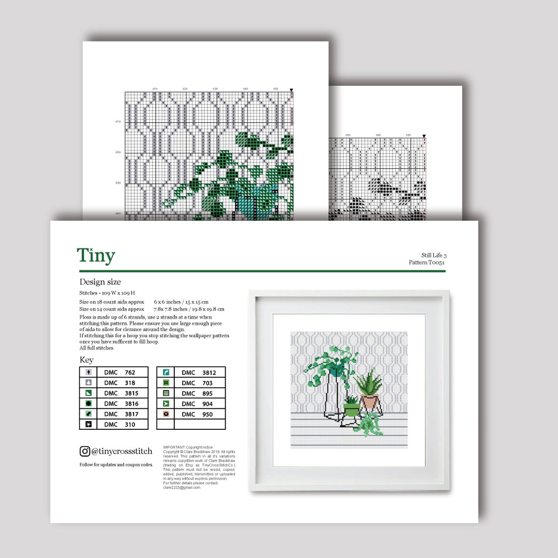 Plant Cross Stitch Pattern digital Download PDF Modern - Etsy