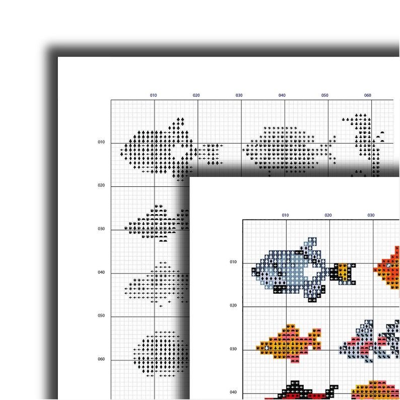 Fish Cross Stitch Pattern digital Format PDF Modern Cross - Etsy