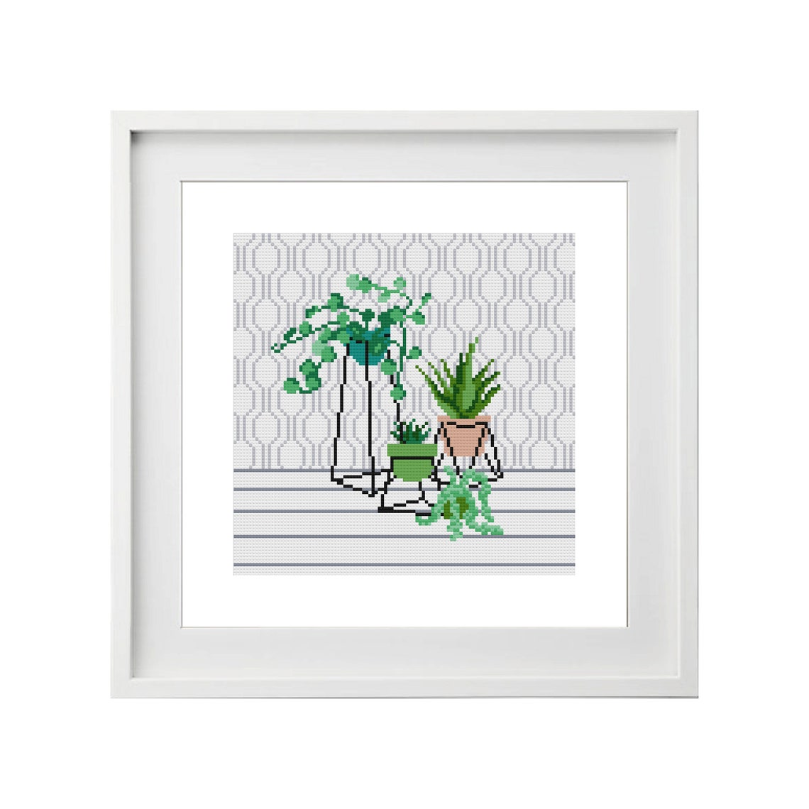Plant Cross Stitch Pattern digital Download PDF Modern - Etsy