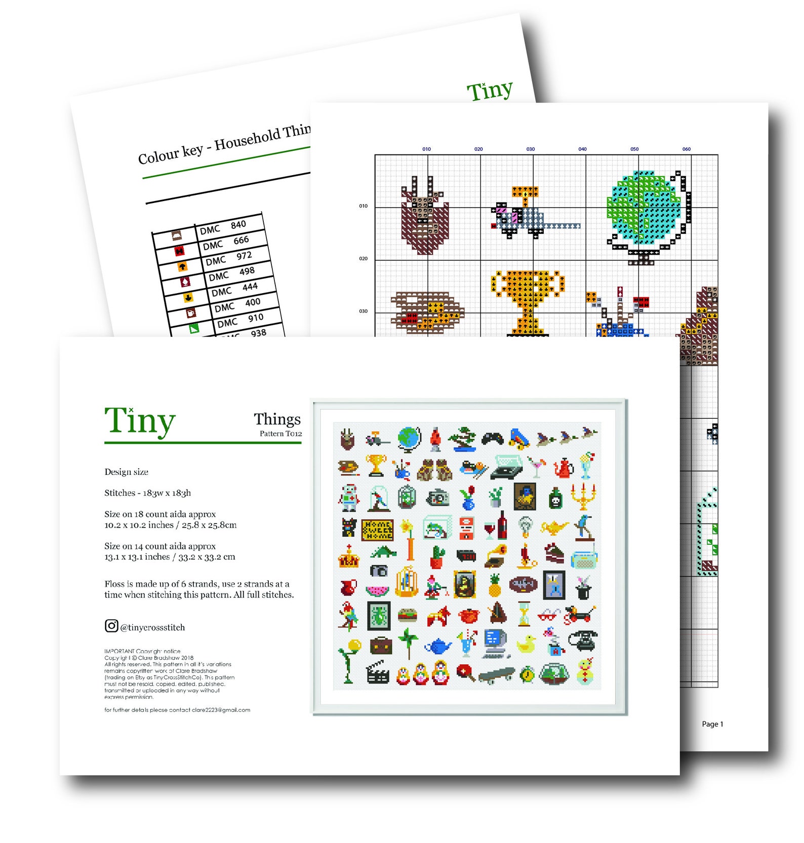 Modern Cross Stitch Pattern (digital Format PDF) - Household Things ...