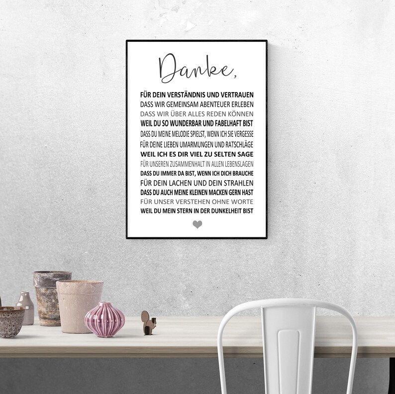 Kunstdruck DANKE Freundschaft beste Freunde Bild für Freunde - Etsy.de