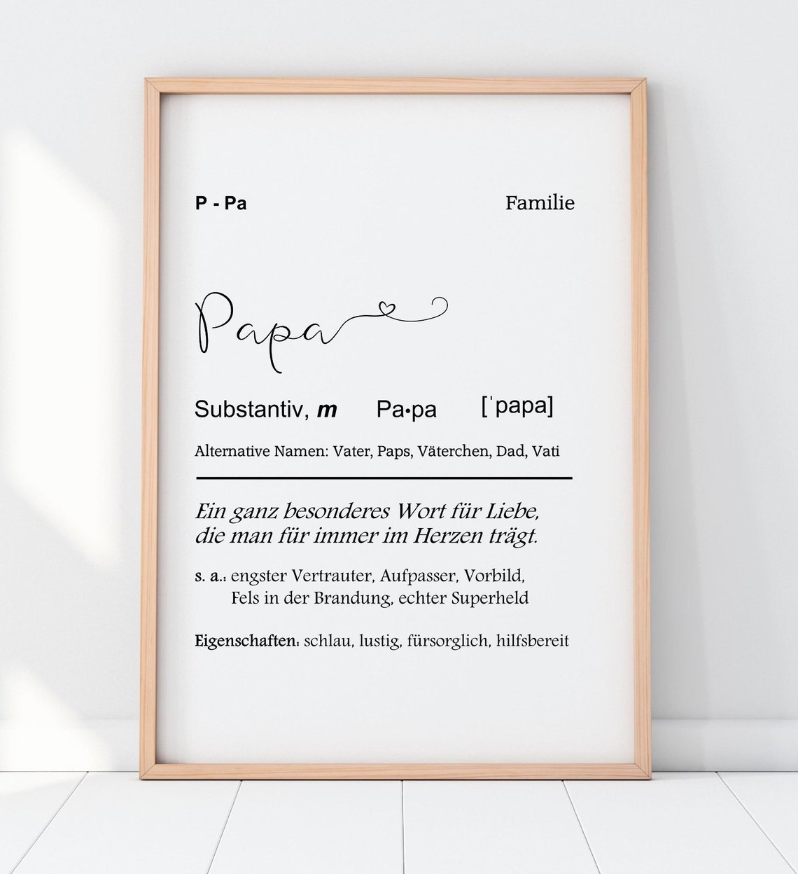 Art Print PAPA Definition With Heart - Etsy