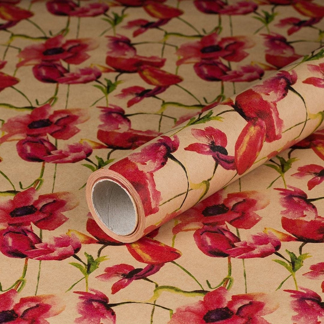 Gift Wrapping Paper Poppy, Kraft Paper, Smooth 1 Roll 0.70 X 10 M 1.25 ...