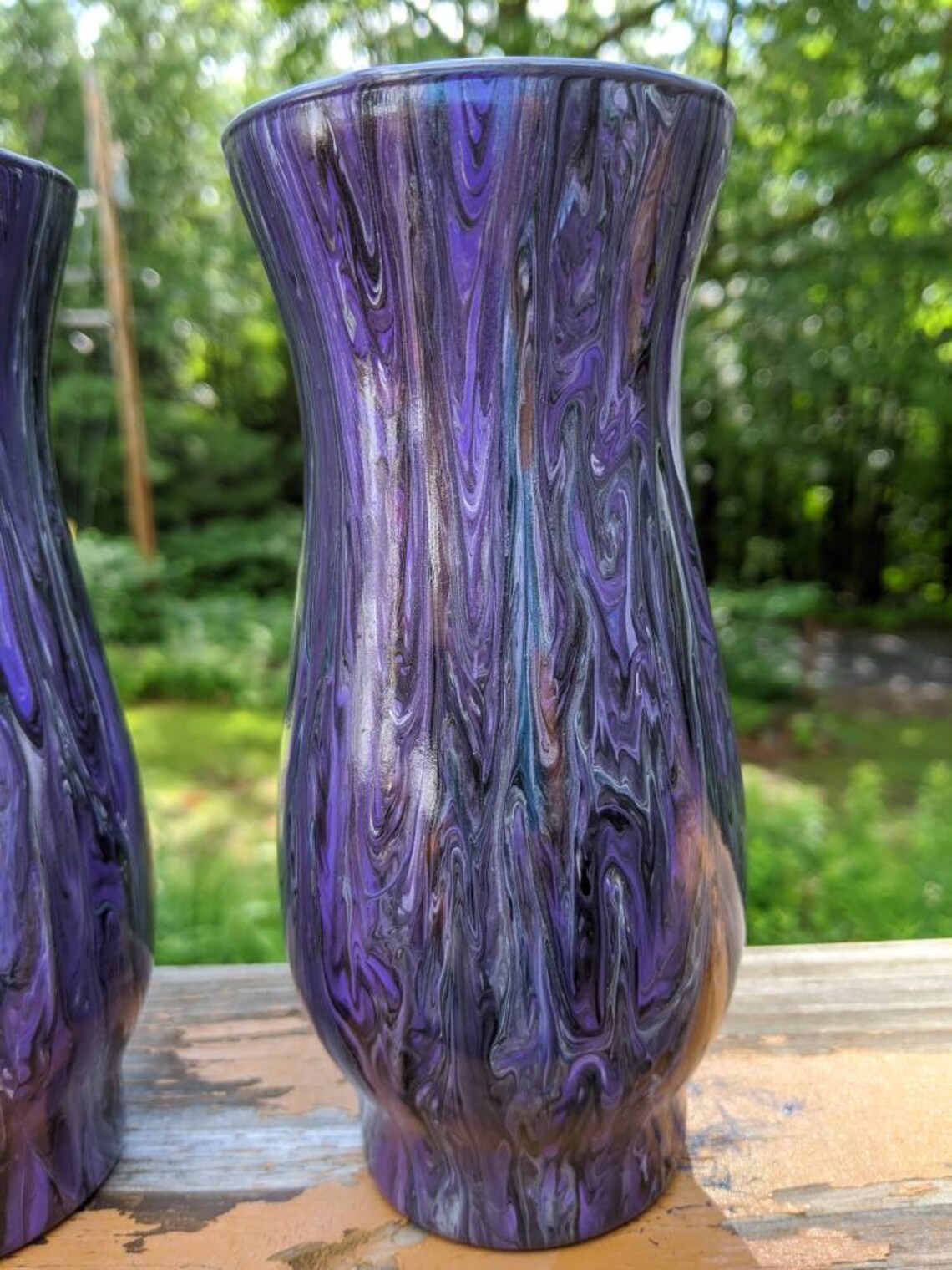 Painted glass vases set of 2 | Etsy
