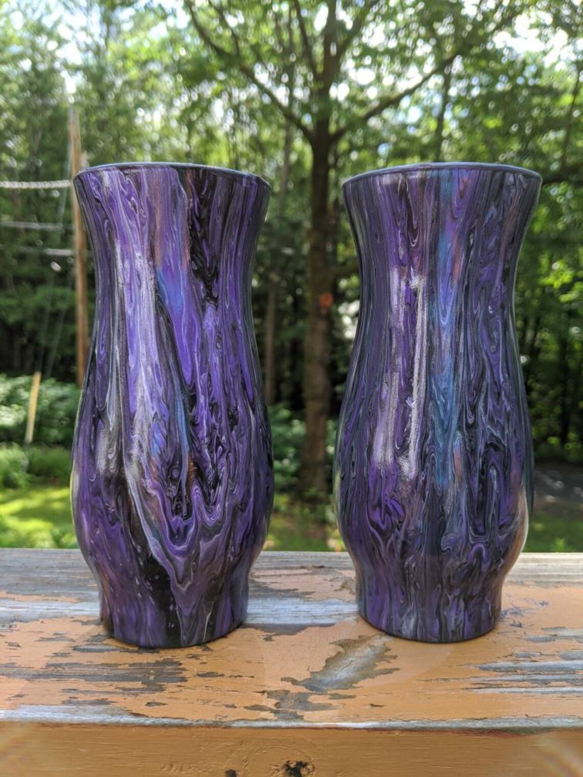 Painted glass vases set of 2 | Etsy