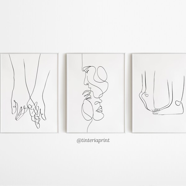 One Line Art Couple Digital 3 Prints - Etsy