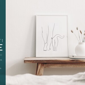 Cat Lover Art DIGITAL DOWNLOAD Single Line Drawing Cat - Etsy