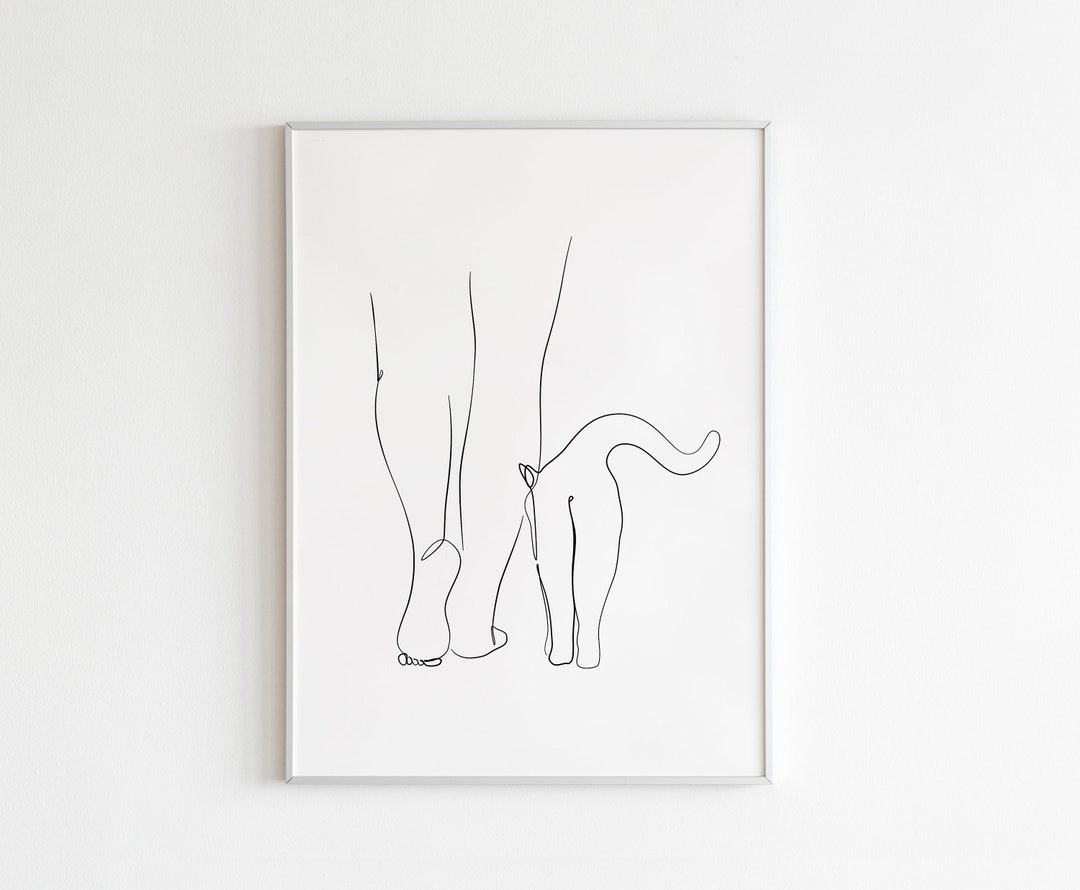 Cat Lover Art DIGITAL DOWNLOAD Single Line Drawing Cat - Etsy