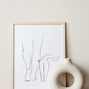 Cat Lover Art DIGITAL DOWNLOAD Single Line Drawing Cat - Etsy