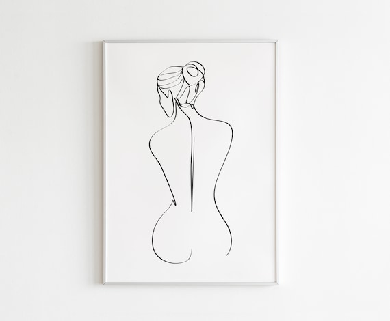 Line Drawing Woman Digital Download Female Body Art Woman Etsy