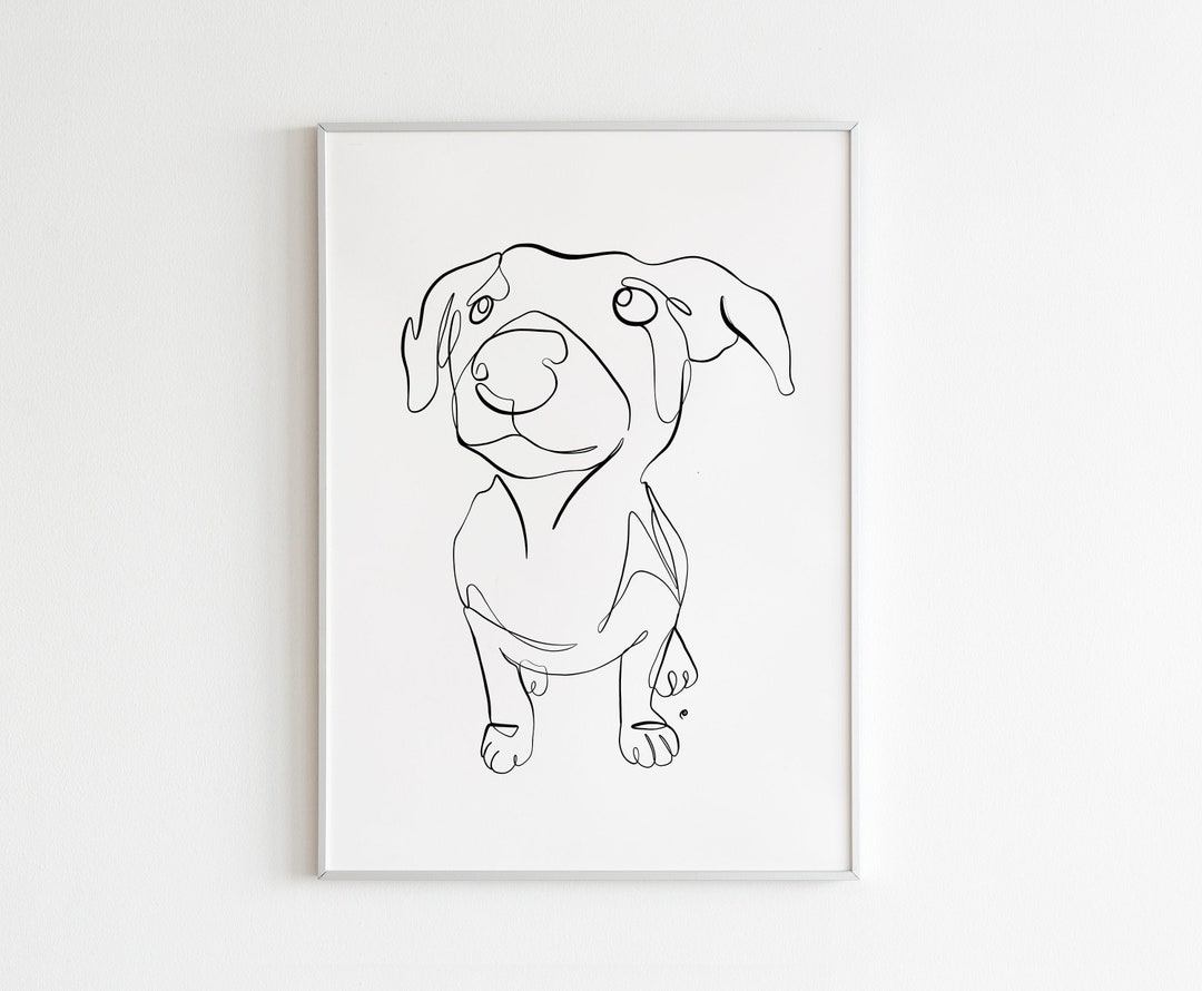 Dog Wall Art DIGITAL ART PRINT Dog Print Simple Line Art - Etsy