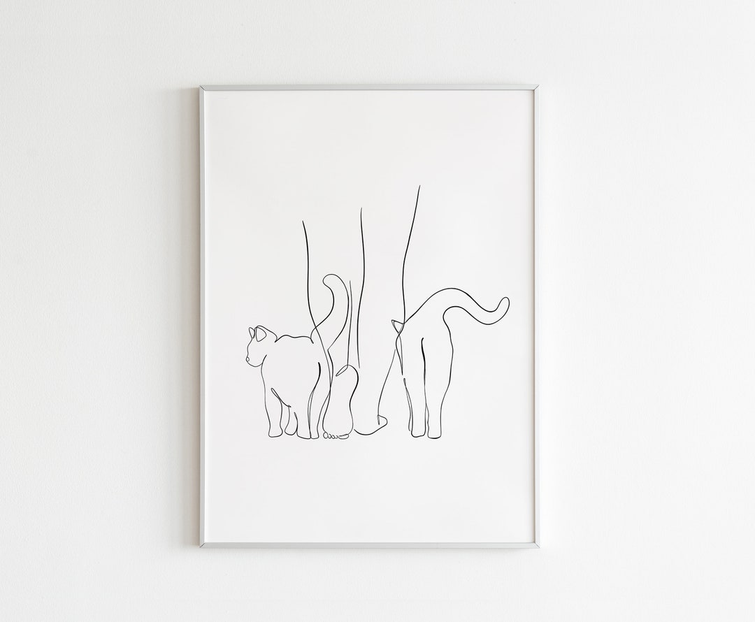 Cat Lover Art, DIGITAL DOWNLOAD, Single Line Drawing, Cat Gift, Fine ...