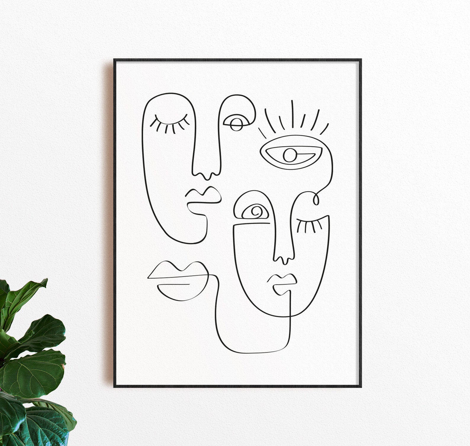 One Line Faces Art Print DOWNLOAD INSTANT Line Art Minimal - Etsy