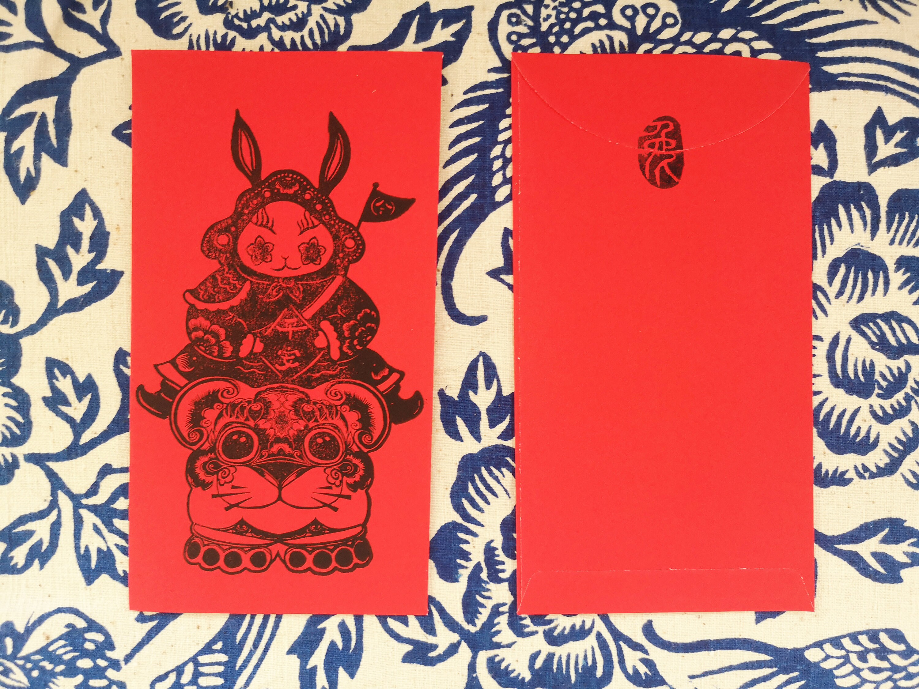 Red Envelope Year of Rabbit - Linocut Print - Rabbit Print - 2023 - New ...
