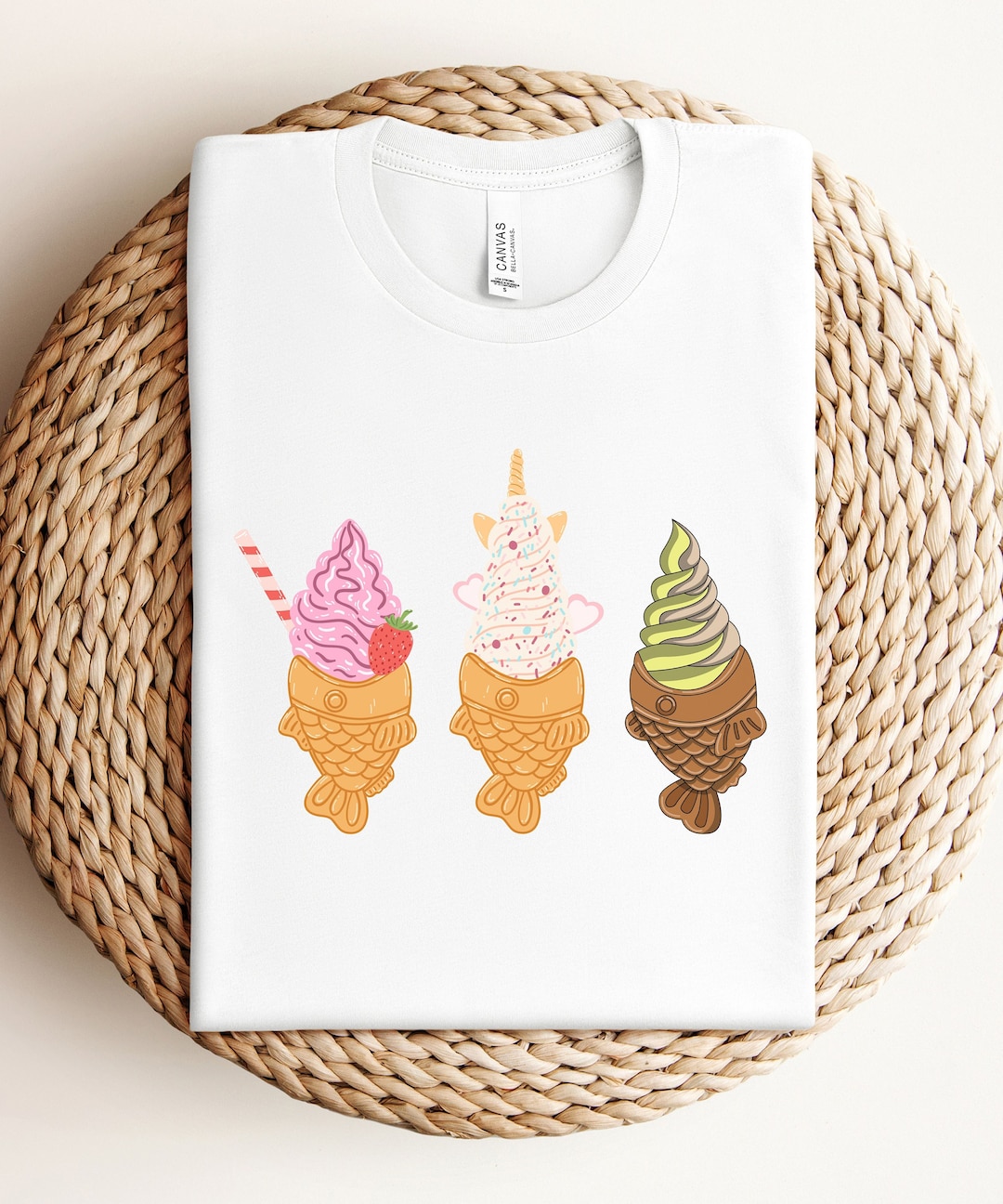 Taiyaki Ice Cream T-shirt, Ice Cream Shirt, Cute Ice Cream Tee, Dessert ...
