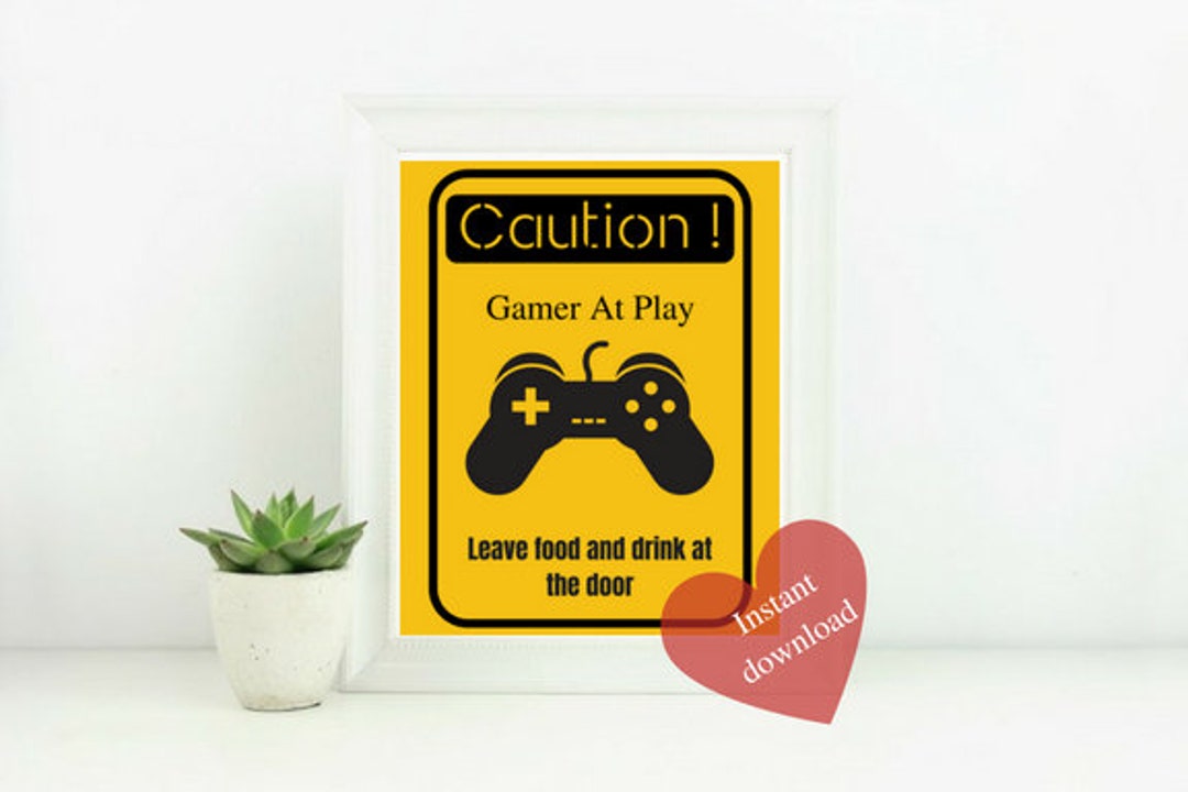 Game Caution Boy Room Decor, Man Cave Decor, Game Room Decor, Home ...