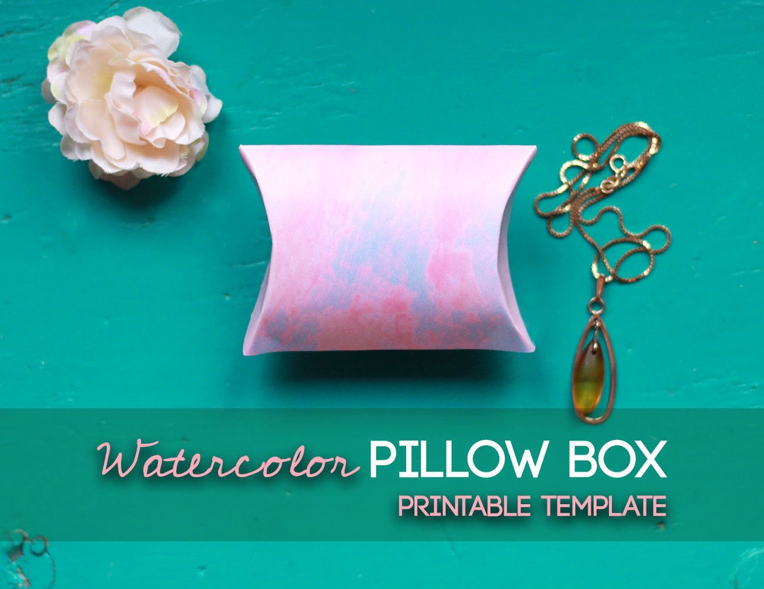 Pink Watercolor Marble Printable Box, Pillow Box, Printable Gift Box ...
