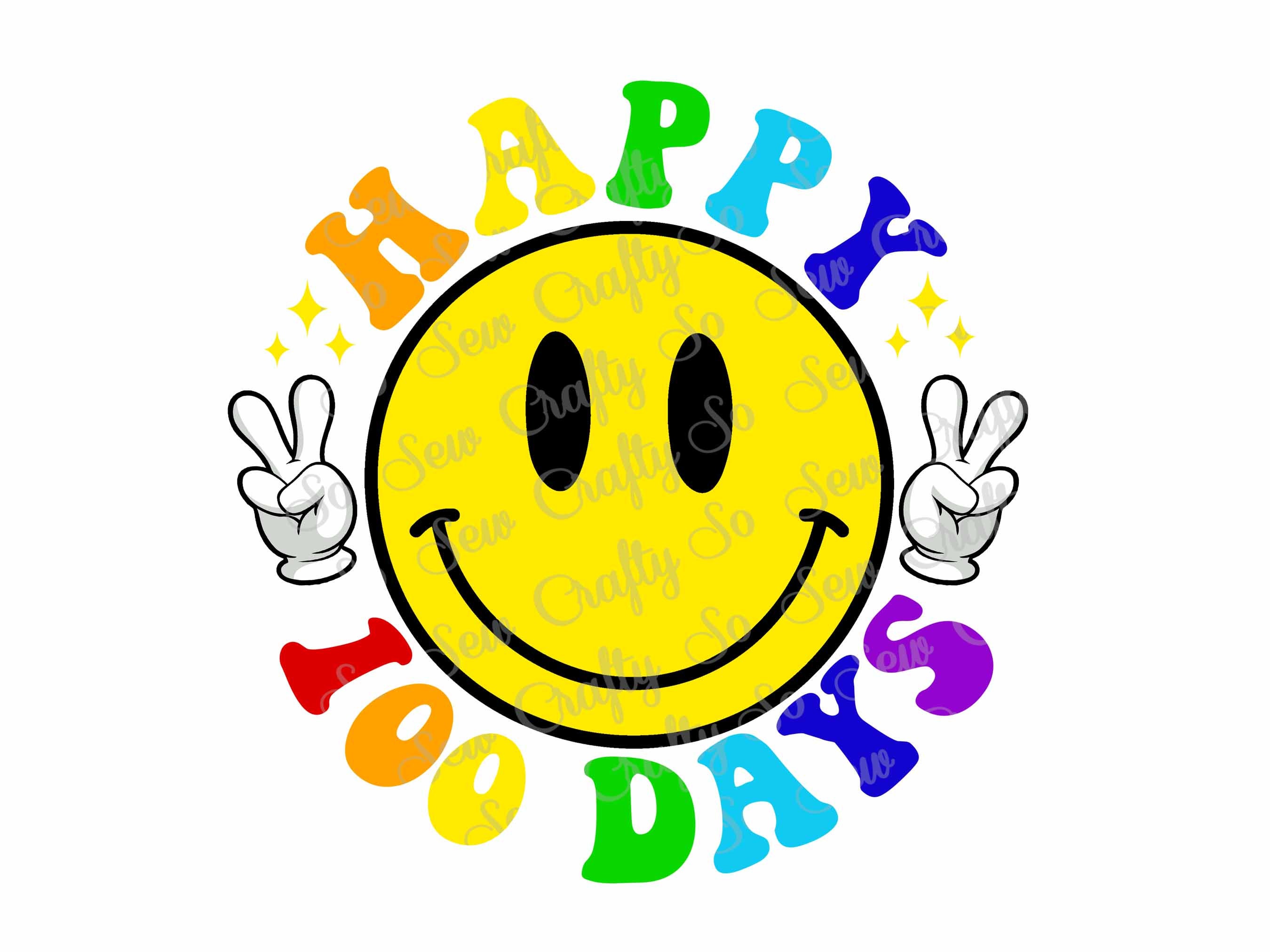 Happy 100 Days PNG, 100 Days of School Design, 100 Days Smiley Retro ...