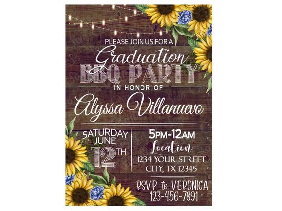 Personalized Graduation Party Invitation Sunflower Graduation | Etsy