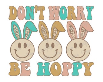 Don't Worry Be Hoppy Png digital Retro Smiley Face Png - Etsy