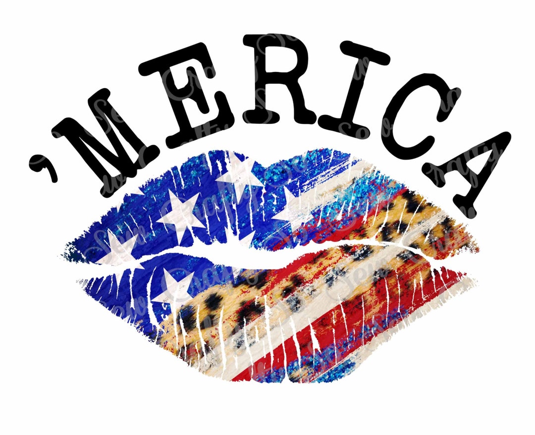 Merica PNG, American Lips Cheetah Leopard, Lips Kiss Design, 'merica ...