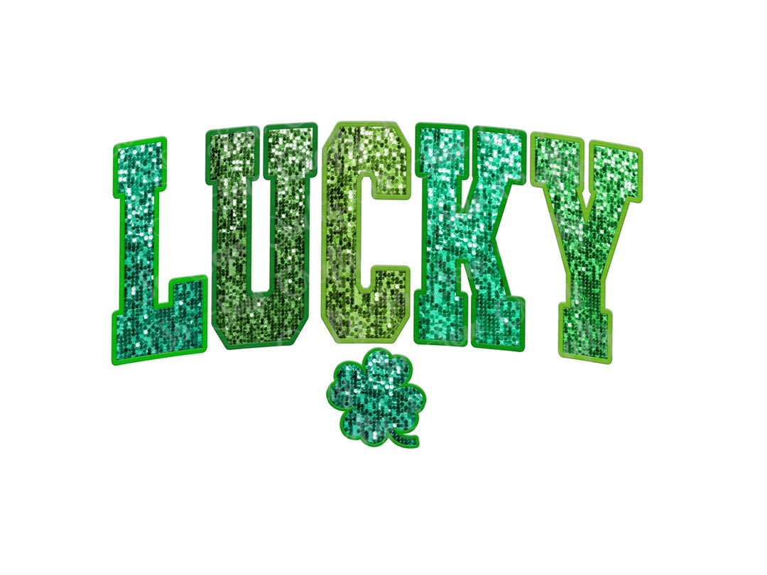 Lucky Sparkly Sequin Faux Embroidery PNG, Lucky PNG - Etsy