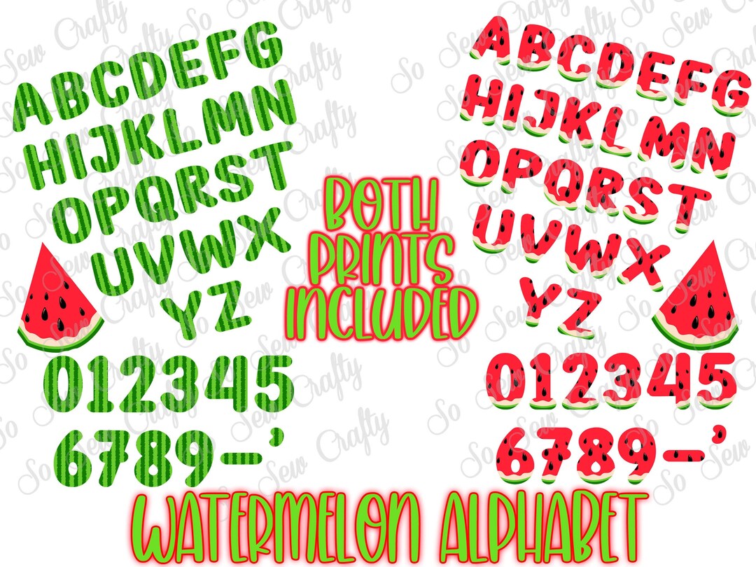 Watermelon Alphabet, 2 Designs Included, Watermelon Letters - Etsy