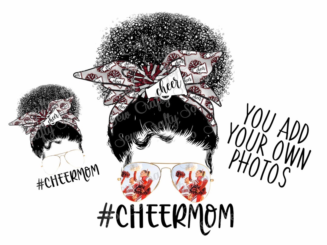 Cheer Mom Maroon/silver Messy Bun PNG, Editable Cheer Mom, Cheer Mom ...