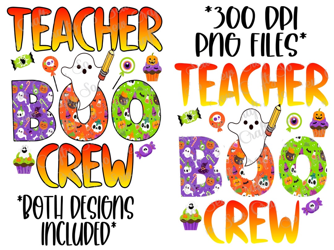 Teacher Boo Crew PNG, Both White and Black Outline Files Included ...