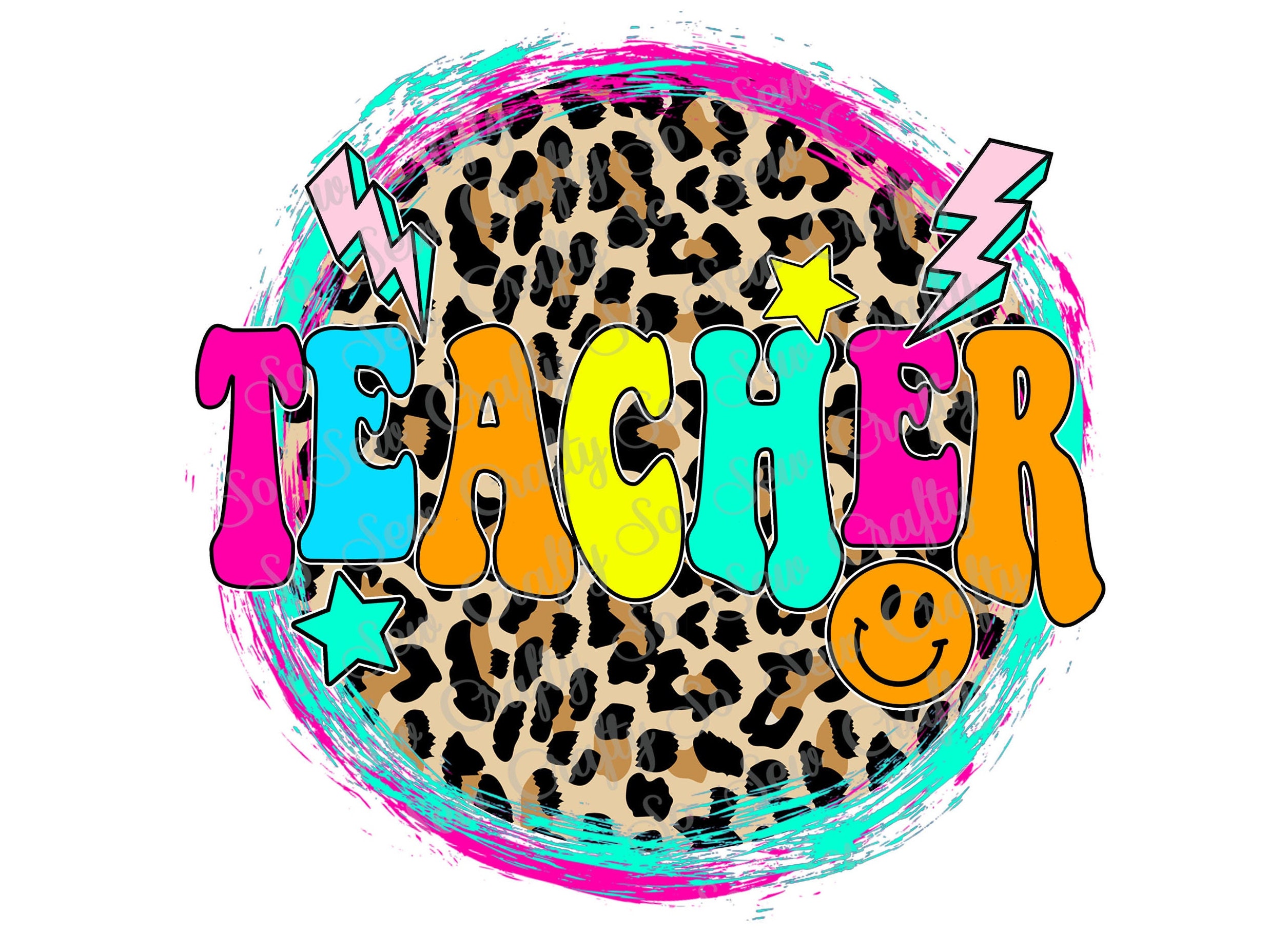 Teacher PNG, Retro Cheetah Leopard Teacher Design, Back to School PNG ...