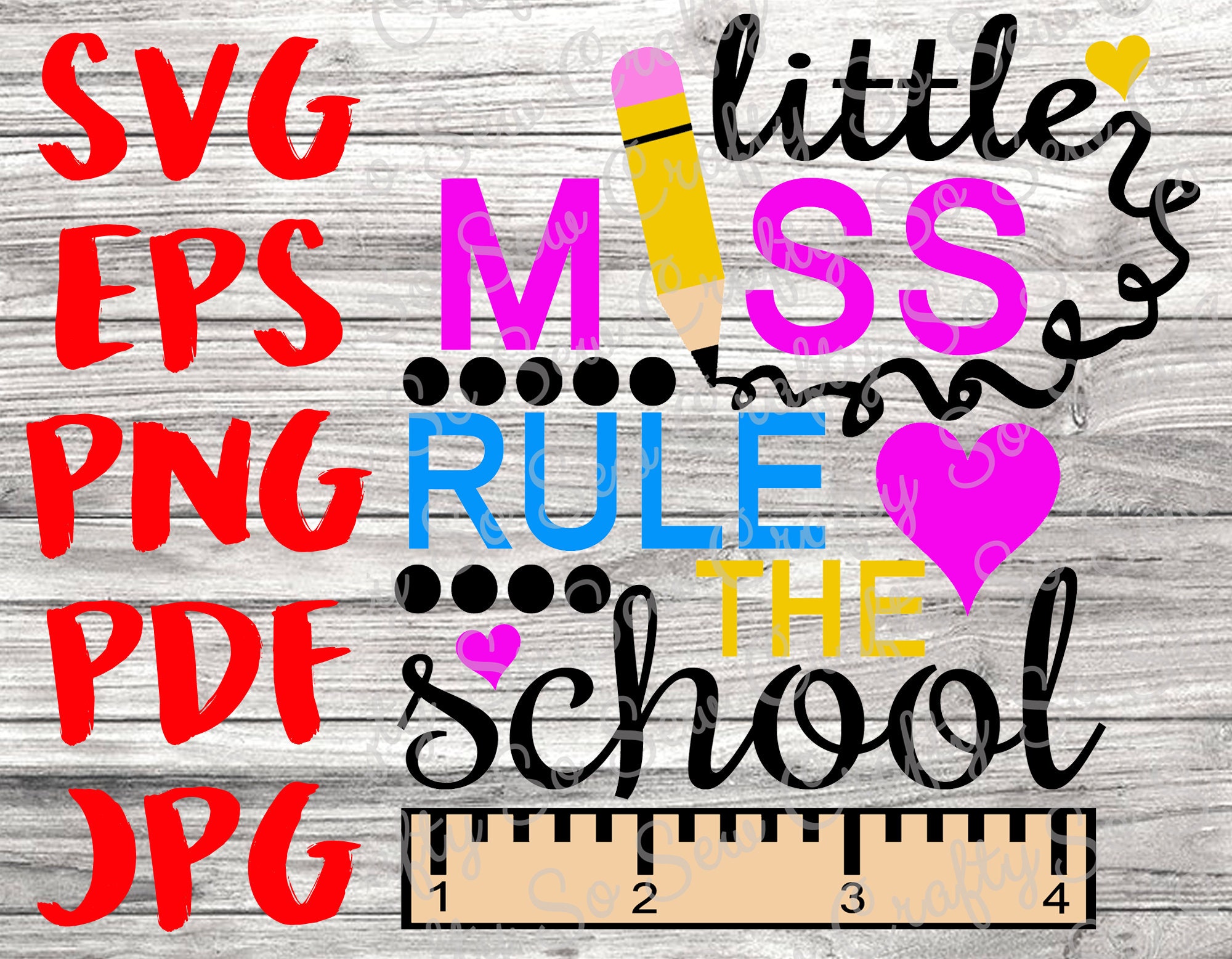Little Miss Rule the Shcool SVG PNG JPG Cut Files Back to - Etsy