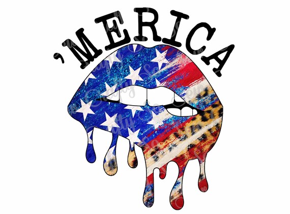 Merica PNG American Lips Cheetah Leopard Dripping Lips - Etsy