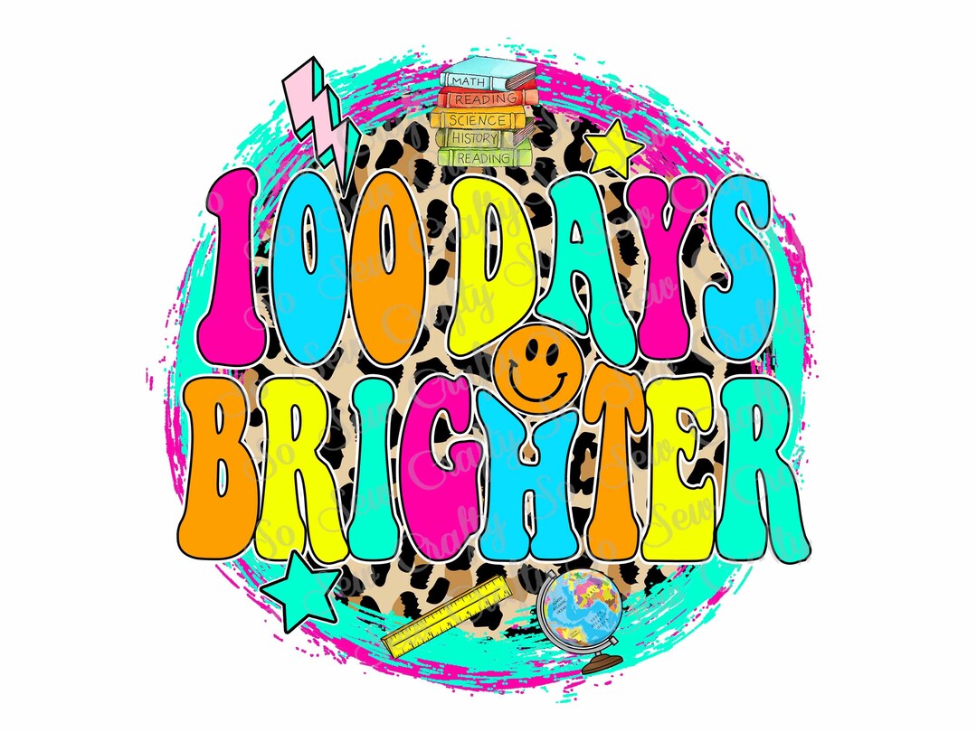 100 Days Brighter Cheetah Leopard PNG, 100 Days of School Retro Design ...