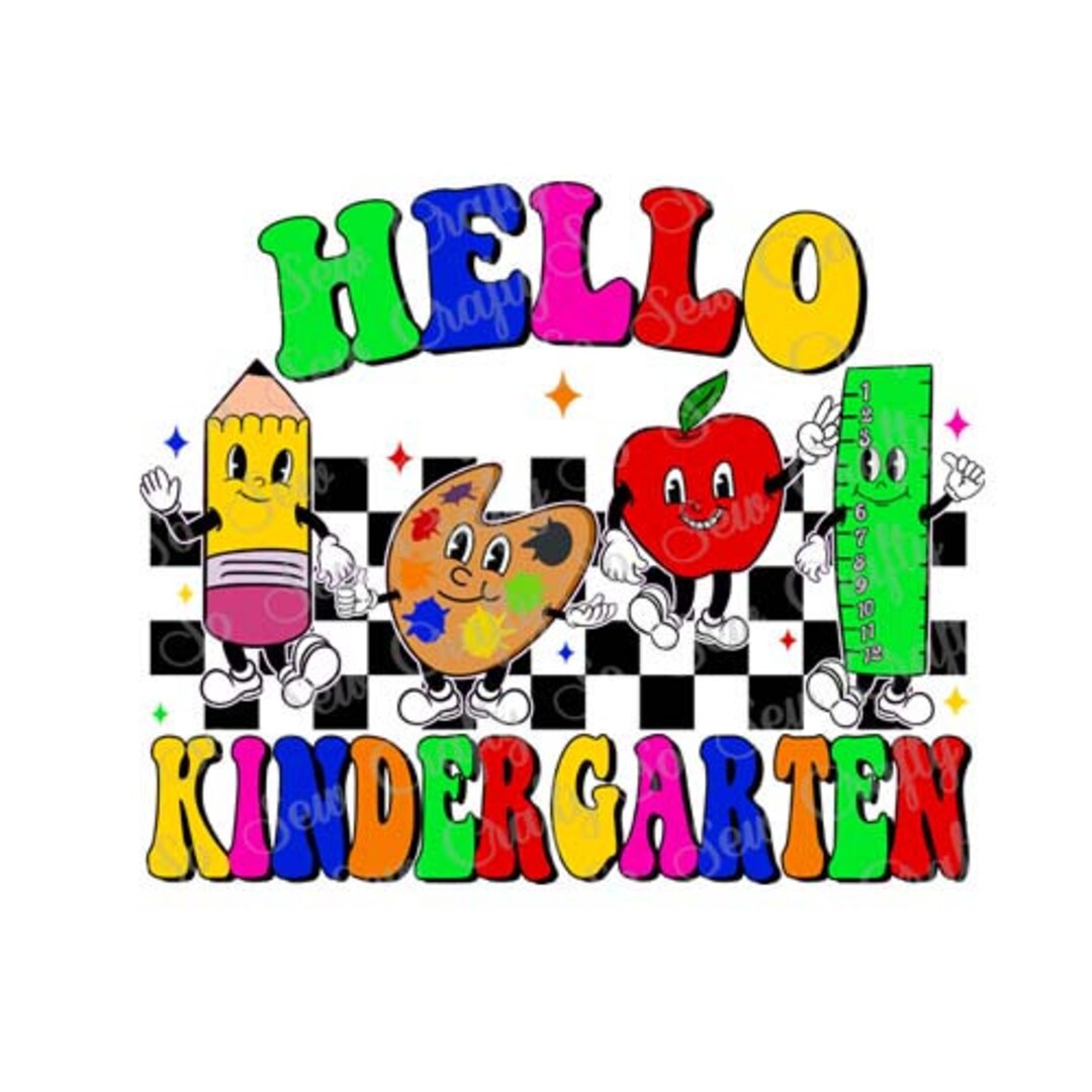 Hello Kindergarten Retro Design, Back to School Hello Kindergarten PNG ...