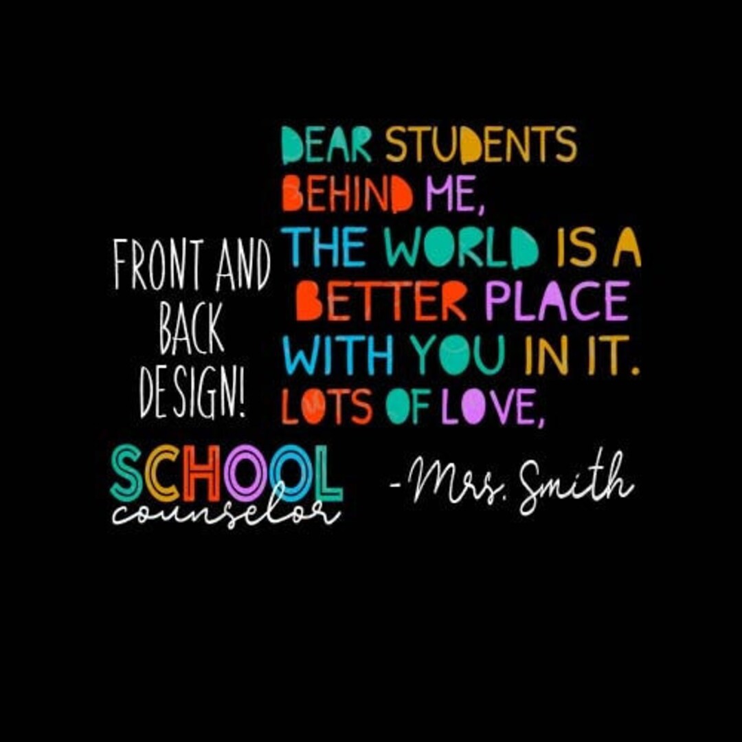 School Counselor Design, School Counselor PNG, Counselor Front/back ...