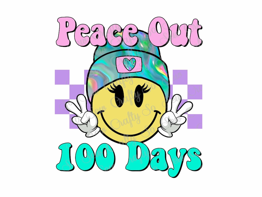 Peace Out 100 Days Retro Smiley PNG, 100 Days of School Design, Peace ...