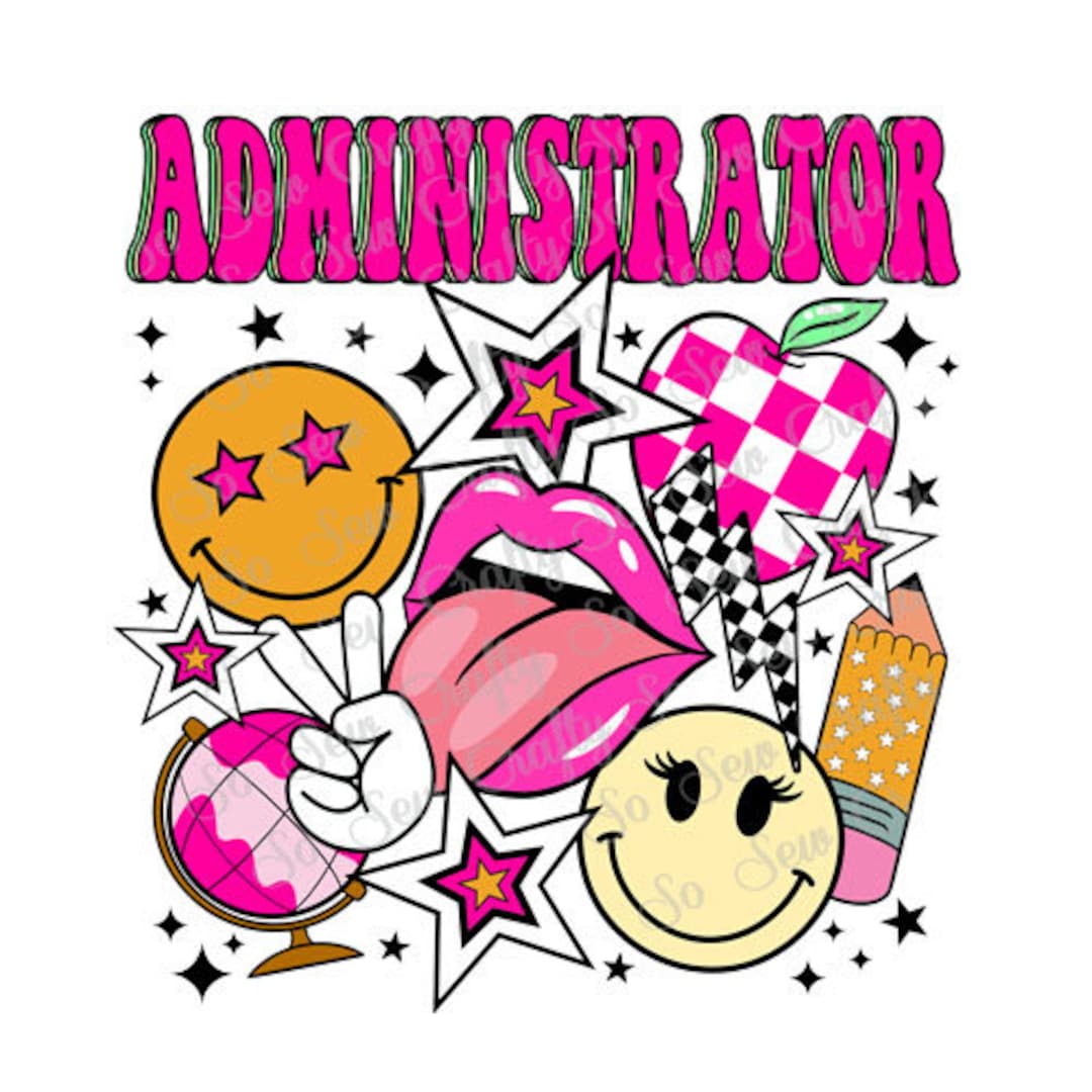 Administrator Retro Design, School Teacher Retro PNG, Colorful Cute ...