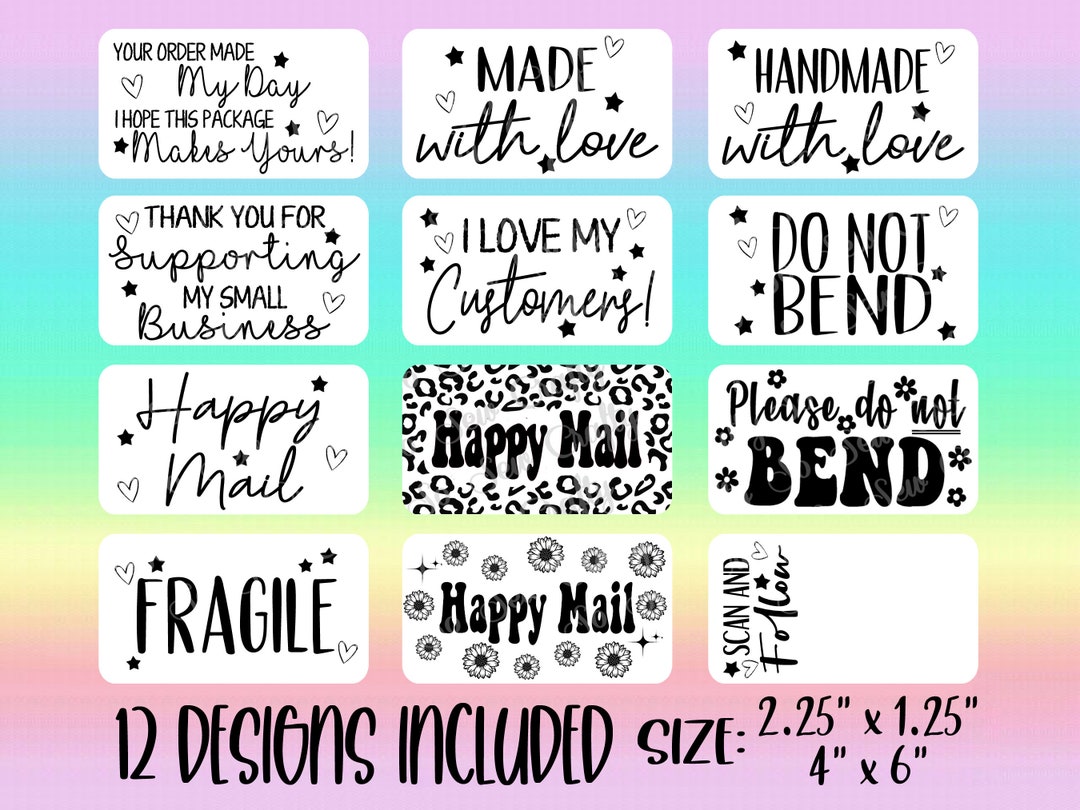 Thermal Label Designs Bundle- 12 Designs in 2 Different Sizes Included ...
