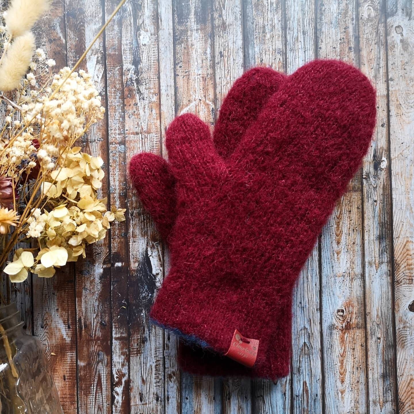 Double Knitted Soft Alpaca and Silk Mittens for Woman Mittens Fluffy ...