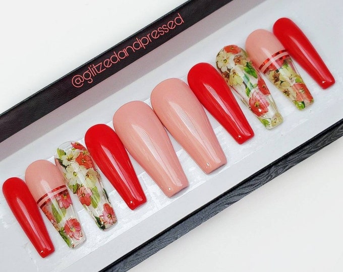 SWEET LOVE Set Salon Quality Sturdy Press on Nails Gel Press Ons Fake ...