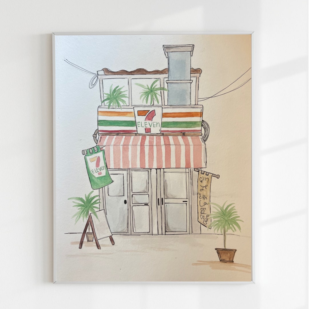 7 Eleven Watercolor Print - Etsy