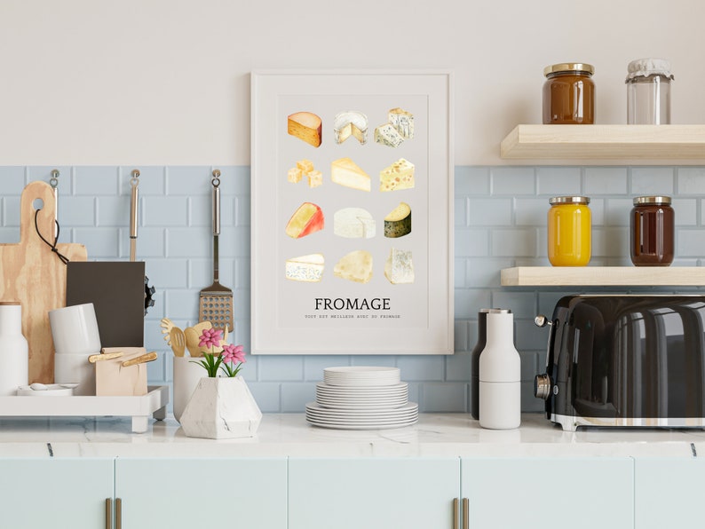 Fromage Cheese Minimalism Watercolor Print Kitchen Art - Etsy