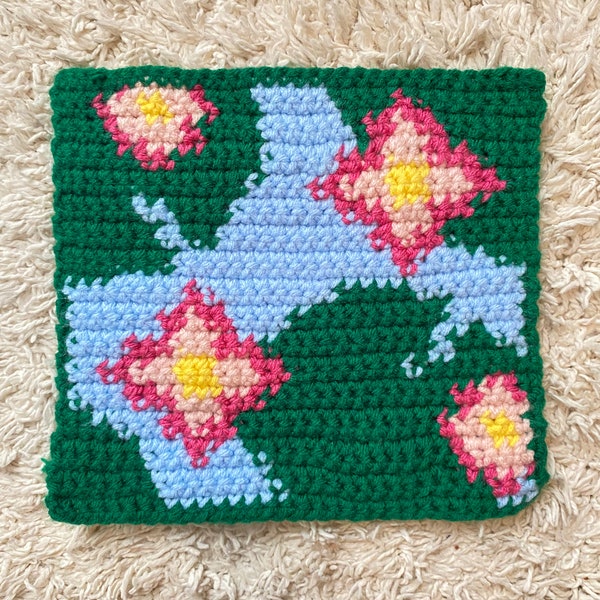 Flower Vase Crochet Wall Hanging Tapestry Pattern Graph PDF Download - Etsy