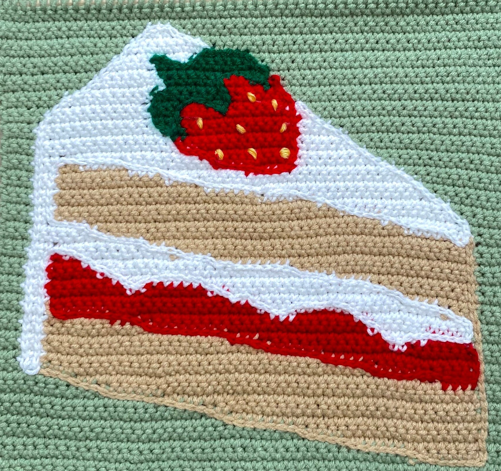 Strawberry Cake Slice Crochet Wall Hanging Tapestry Pattern Graph | PDF ...