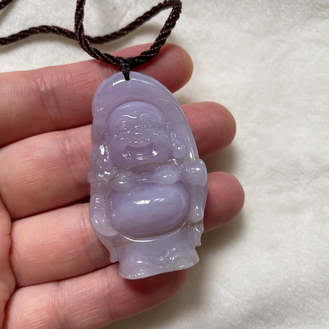 Laughing Buddha Jade Pendant Lavender Grade A Jadeite Happy Buddha ...